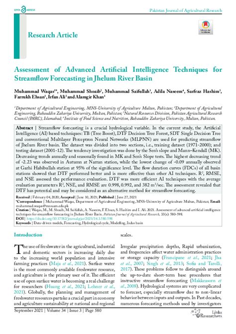 Pdf Assessment Of Advanced Artificial Intelligence Techniques For Streamflow Forecasting In
