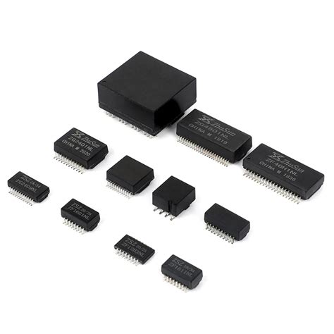 100 1000 Base T Single Port Lan Filter Module Agsc 2410ps 24 Pin Transformer With Poe