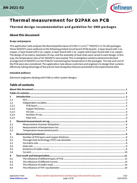 Infineon An 2021 02 Thermal Measurement For D2pak On Pcb Applicationnotes V02 00 En Pdf