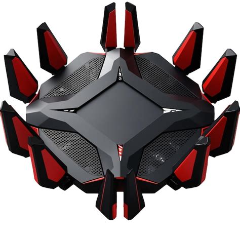 Hightech Futuristic Wireless Router With Hexagonal Layout Spiderlike