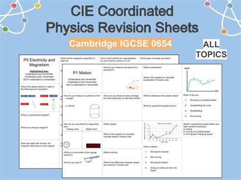 Coordinated Physics Revision Review End Of Topic Worksheets Cie