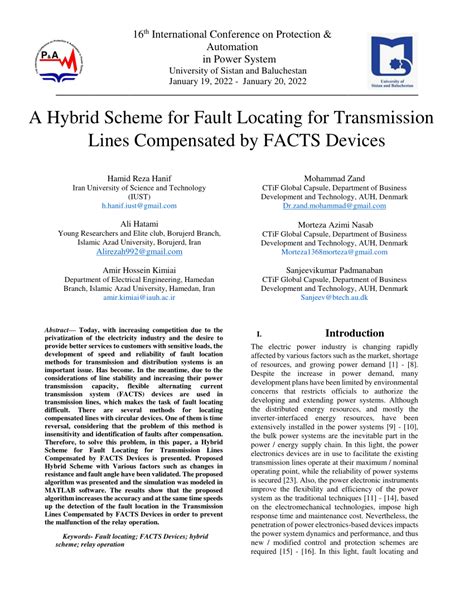 Pdf 6 Th International Conference On Protection And Automation In Power System A Hybrid Scheme