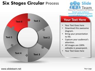 Six Stages Cycle Circular Round Jigsaw Maze Piece Puzzle Process Powerpoint Slides PPT