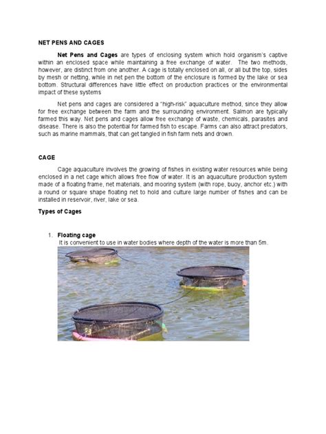 Net Pens And Cages Pdf Aquaculture Water