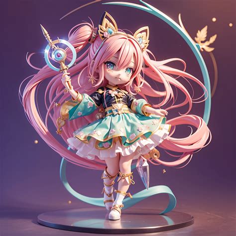 女孩动漫人物 3d 渲染，作者：hitoshi Homura Polycount 的趋势 概念艺术 动漫风格3d Seaart Ai