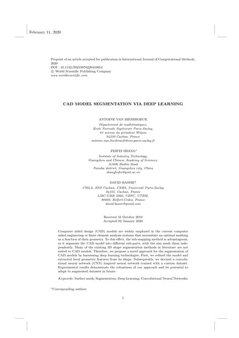 Pdf Cad Model Segmentation Via Deep Learning