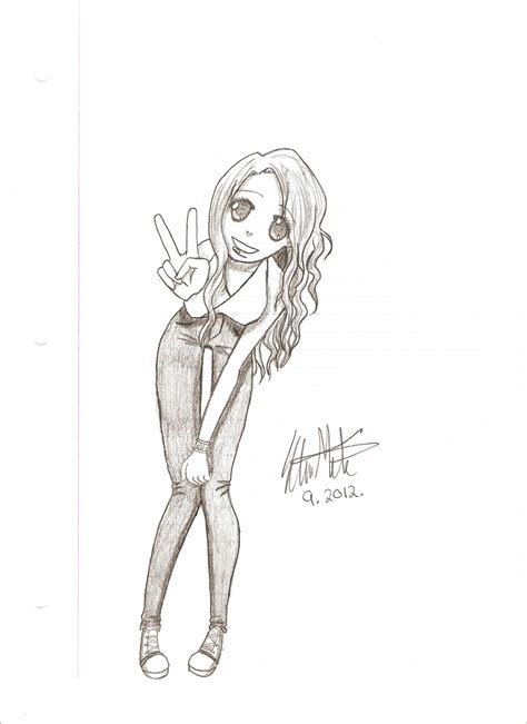 Anime Girl Peace Sign By Hinata4405 On Deviantart