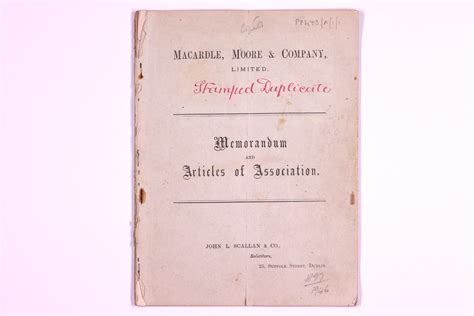 Memorandum And Articles Of Association 1897 To 1956 Macardles