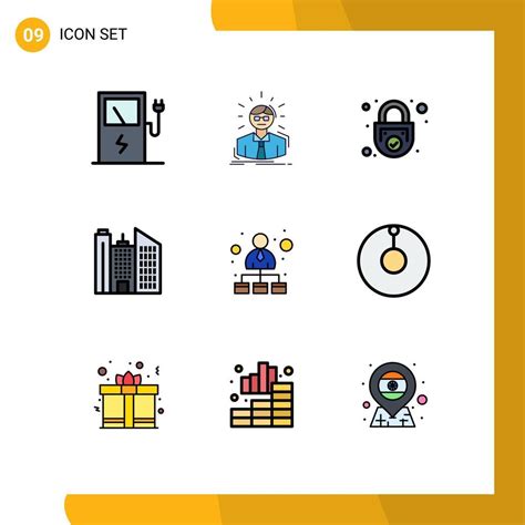 User Interface Pack Of 9 Basic Filledline Flat Colors Of Hierarchical