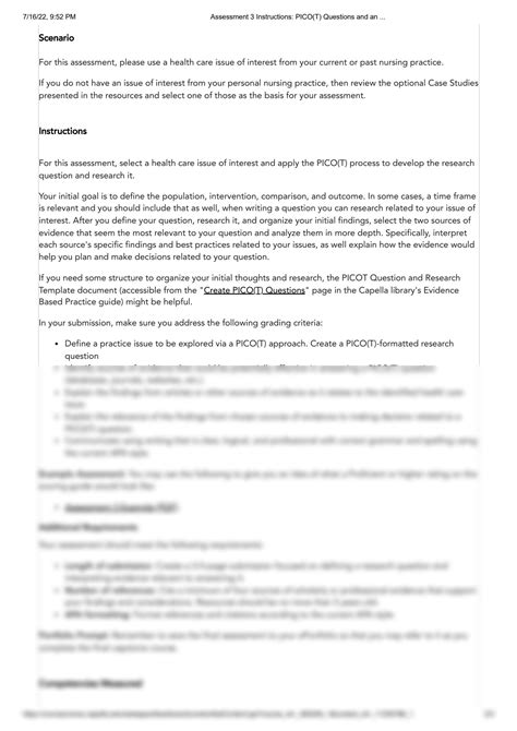 SOLUTION Assessment 3 Instructions Pico T Questions And An 2 Studypool