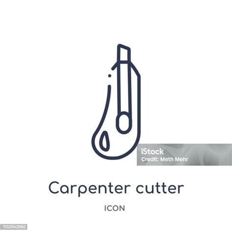 건설 도구 개요 모음에서 선형 목수 커터 아이콘입니다 얇은 선 목수 커터 벡터 흰색 배경에 고립입니다 목수 커터 유행 그림 금속에 대한 스톡 벡터 아트 및 기타 이미지