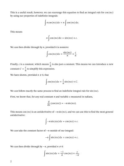 Lesson Indefinite Integrals Trigonometric Functions Nagwa