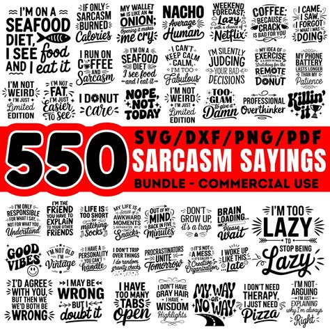 Funny Sarcasm Sayings Png  Pdf Bundle Sarcastic Quotes Sublimation