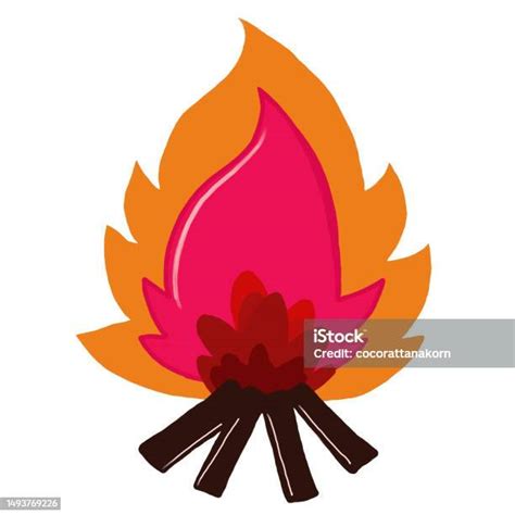 수채화와 그림 모닥불은 하얀 배경에 고립된 숲에서 캠핑과 모험을 위해 회복된다 아이콘 그림의 디지털 페인팅입니다 모닥불에 대한 스톡 벡터 아트 및 기타 이미지 Istock