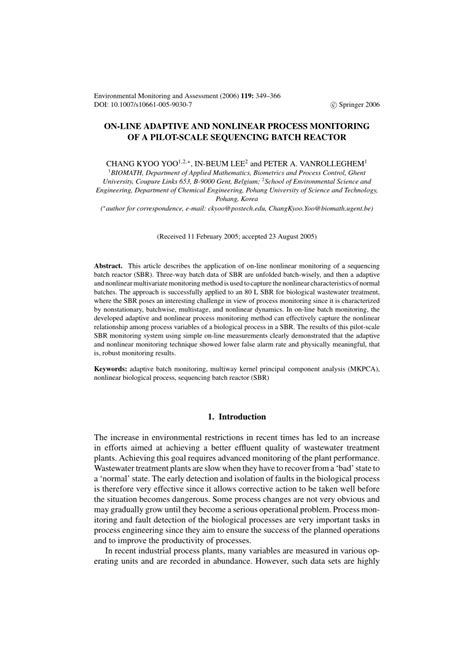 pdf on line adaptive and nonlinear process monitoring of a pilot