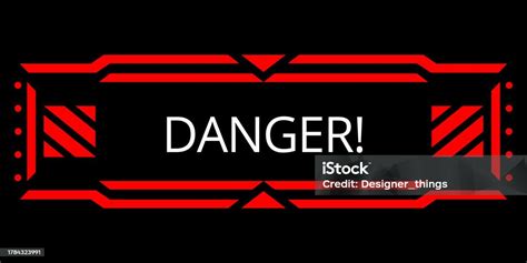 Hud 위험 경보 주의 벡터 빨간색 인터페이스 기호 경고 또는주의 Ui 기술 또는 디지털 사이버 프레임 시스템 오류 또는 위험 영역 계기판 차량 부분에 대한 스톡 벡터 아트