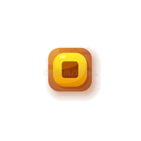 Stop Ui Button Icon Push Button Yellow Square Symbol Media Or Audio Stop Player Option Vector