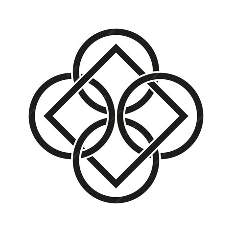 Premium Vector Abstract Geometric Icon Intersecting Circles And Diamonds Minimalist Black And