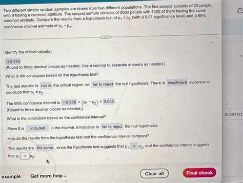 Solved Two Different Simple Random Samples Are Drawn From