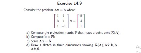 Solved Exercise 14 9 Consider The Problem Ax B Where 1 1 X Chegg Com