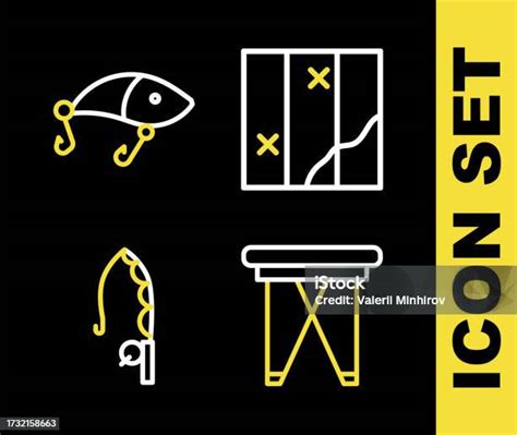 접힌 지도 접이식 의자 낚싯대 및 미끼 아이콘을 설정합니다 벡터 가구에 대한 스톡 벡터 아트 및 기타 이미지 가구 가리키기 강 Istock