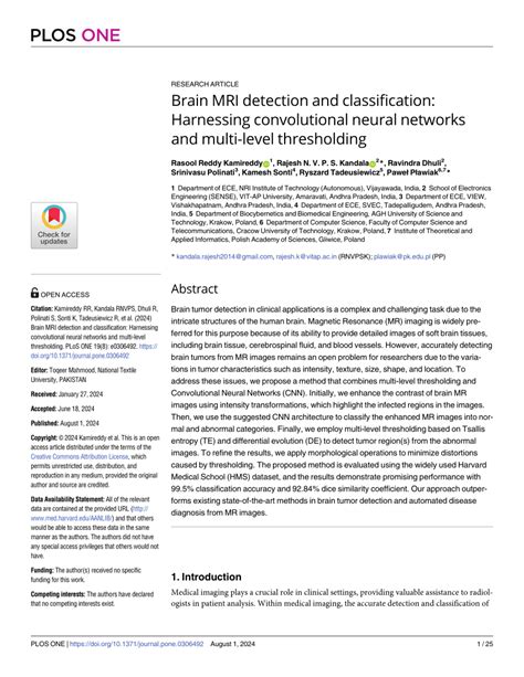 Pdf Brain Mri Detection And Classification Harnessing Convolutional Neural Networks And Multi