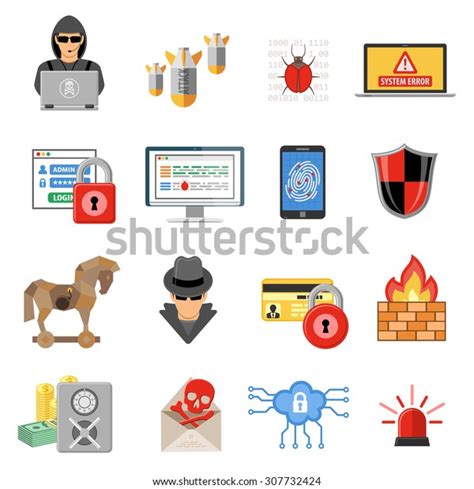 Internet Security Flat Icon Set Flyer Stock Vector Royalty Free