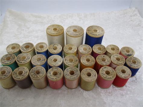 29 Vintage Belding Corticelli Bel Waxed Cotton Thread Wooden Spools