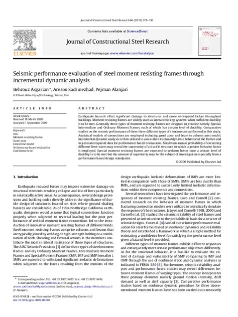 Pdf Seismic Performance Evaluation Of Steel Moment Resisting Frames Through Incremental