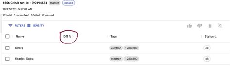 it may be useful to add diff column in test run list view · issue 321 · visual regression