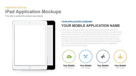 Ipad Application Mockup Powerpoint Template And Keynote Slide Slidebazaar