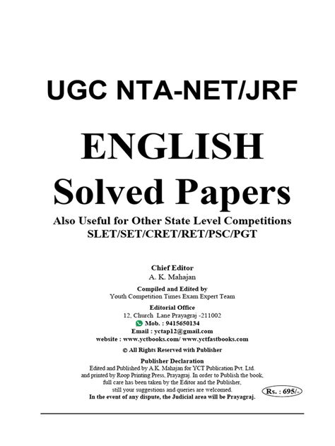Ugc Netjrf English Paper Ii Solved Papers From Dec 2004 To June Pdf