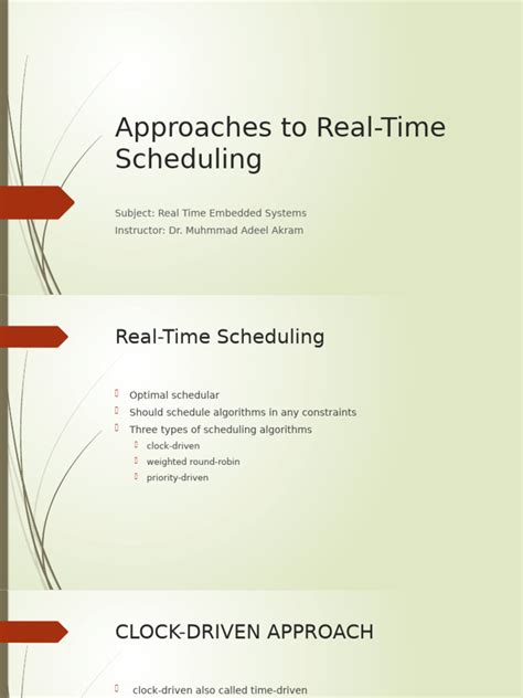 Approaches For Real Time Scheduling 11 Pdf Scheduling Computing Computer Architecture