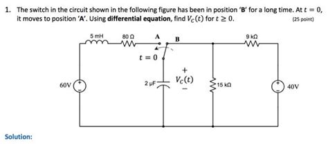 Solved 1 The Switch In The Circuit Shown In The Following