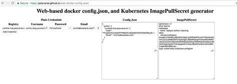 convert between docker registry credentials k8s image pull secrets and config json live by