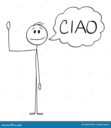 Person Or Man Waving His Hand And Saying Greeting Ciao In Italian