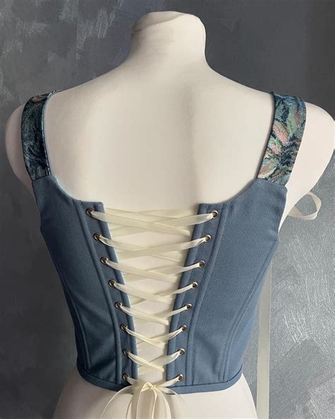 Corset Blue Floral Tapestry Corset Toprenaissance Corset Floral