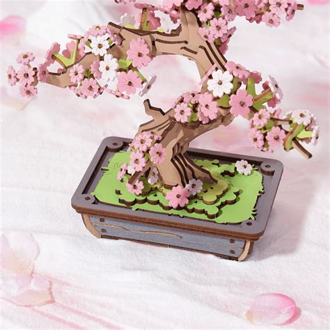 Rolife Sakura Bonsai Wooden Model Kit Hobbies