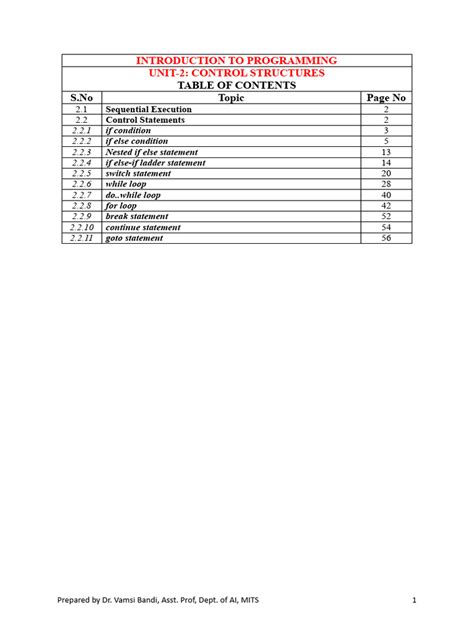 Unit 2 Material Introduction To Programming 1 Pdf Control Flow