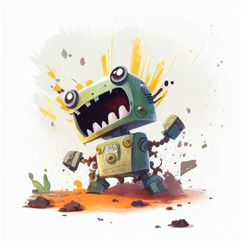 Premium Ai Image Robot Angry Watercolor Style Generative Ai