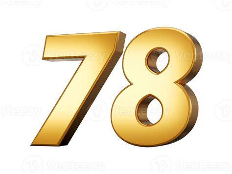 3d Shiny Gold Number 78 Seventy Eight 3d Gold Number 3d Illustration