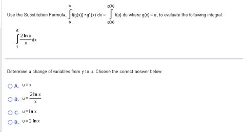 Solved Use The Substitution Formula Chegg Com