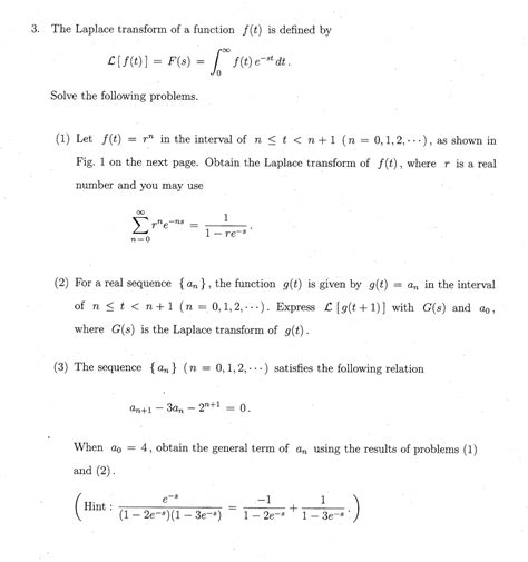 Solved The Laplace Transform Of A Function Ft ﻿is Defined
