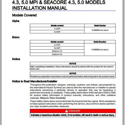 Mercury Mercruiser Marine Engine 4 3 5 0 Mpi And Seacore 4 3 5 0 Service Manual