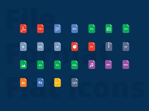 File Format Flat Icons Freebie Supply