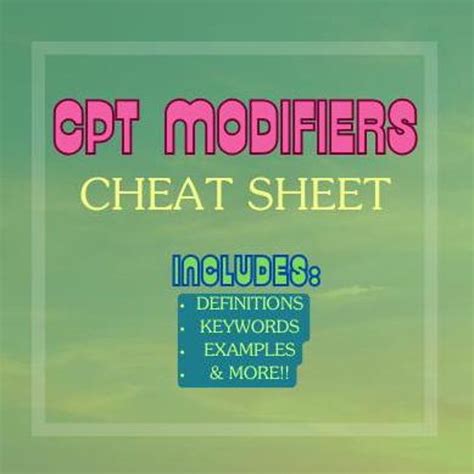 Cpt Modifiers Cheat Sheet Etsy