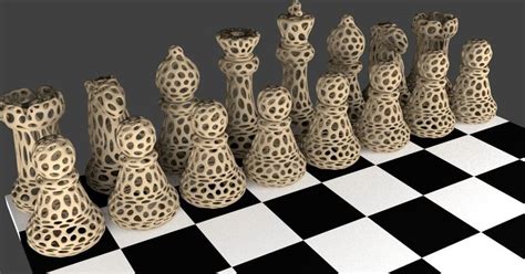 chess set voronoi style by roman hegglin download free stl model