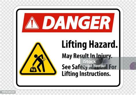 리프팅 위험 부상이 발생할 수 있습니다 투명 한 배경에 격리 리프팅 지침 기호 기호에 대 한 안전 설명서를 참조 벡터 그림 개념에 대한 스톡 벡터 아트 및 기타 이미지