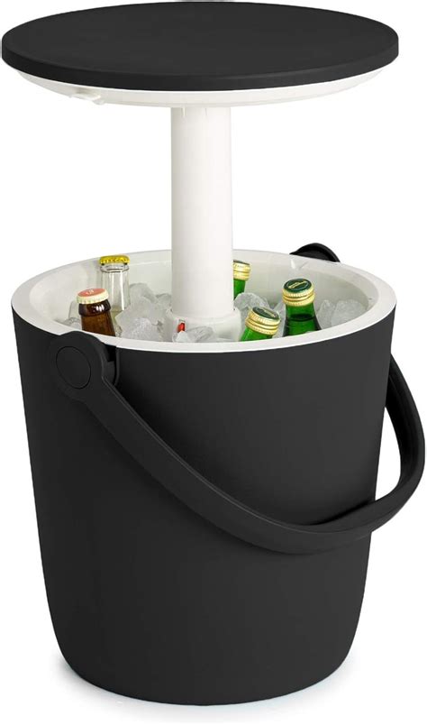 Keter Go Bar 42 Gallon Beer And Wine Cooler With Handle And Pop Up Outdoor Table Perfect For