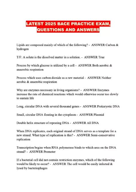 Latest 2025 Bace Practice Exam Questions And Answers Bace Stuvia Us